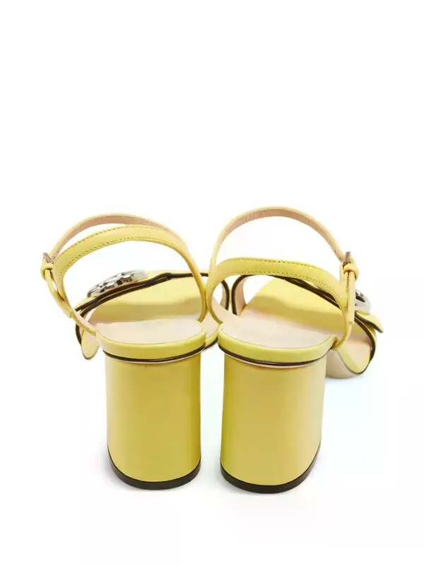 Gucci Double G Ankle Strap Block Heel Sandals