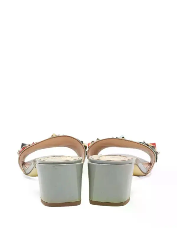 Fendi Flower Embellished Slip-on Block Heel Sandals