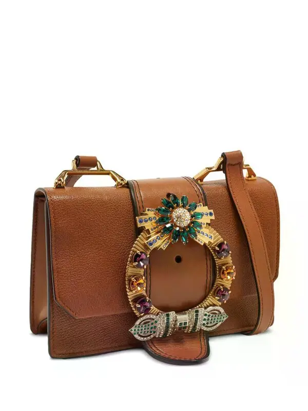 Miu Miu Lady Crystal-embellished Shoulder Bag - Brown
