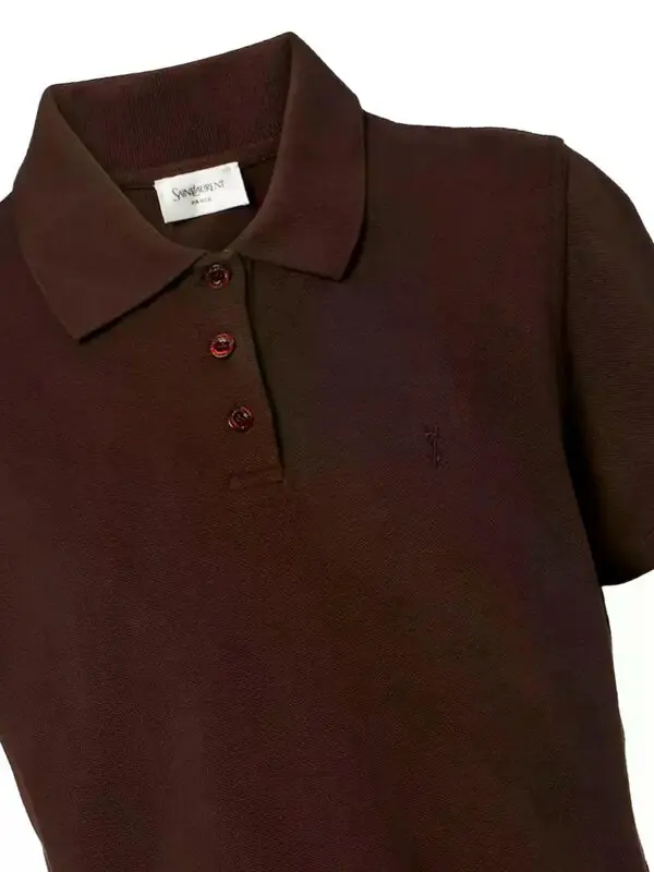 Saint Laurent Oversized Logo-embroidered Polo Shirt - Brown