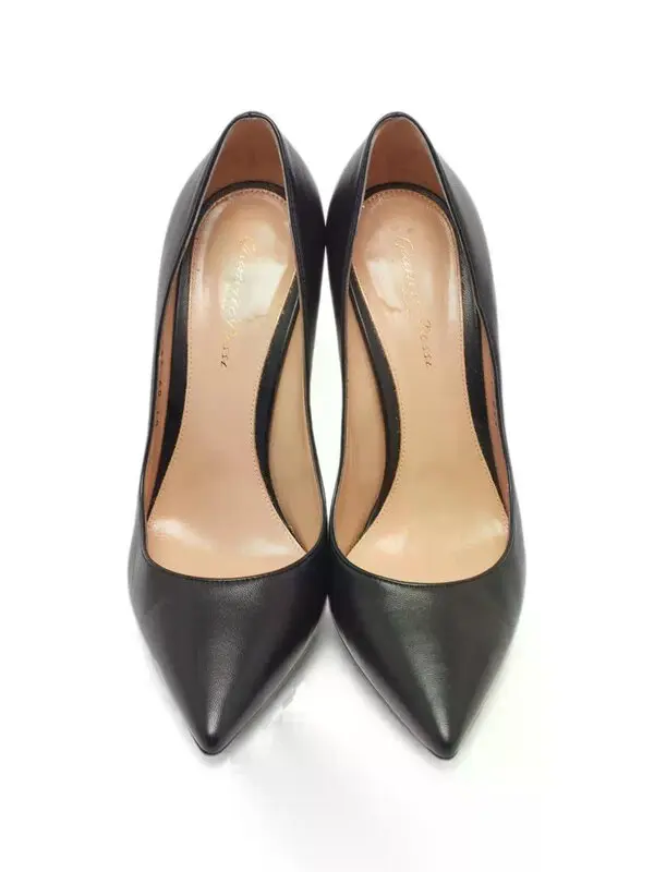 GIANVITO ROSSI Leather Pointed Toe Stiletto Heel Pumps - Black