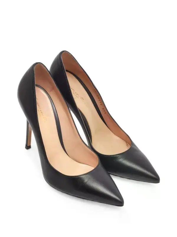 GIANVITO ROSSI Leather Pointed Toe Stiletto Heel Pumps - Black