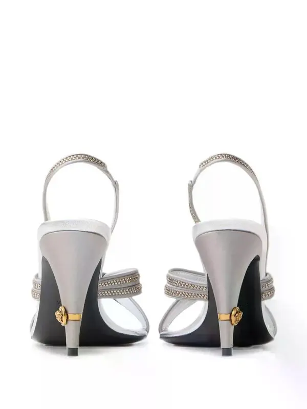 Versace Embellished Satin Slingback Sandals