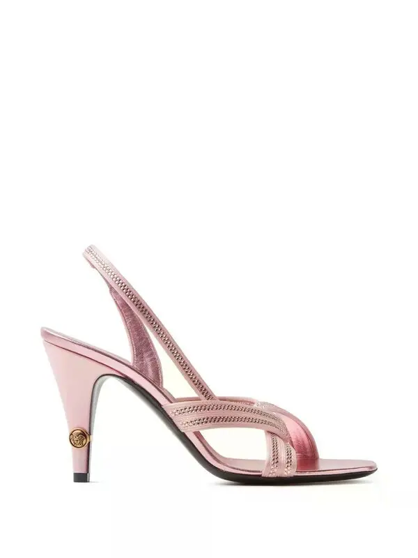 Versace Embellished Nappa & Satin Slingbacks 90 Mm