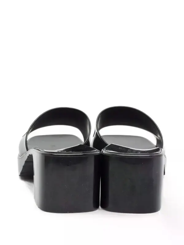 Gucci Rubber Embossed Logo Block Heel Sandals