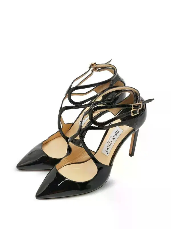 JIMMY CHOO Patent Leather Strappy Stiletto Pumps