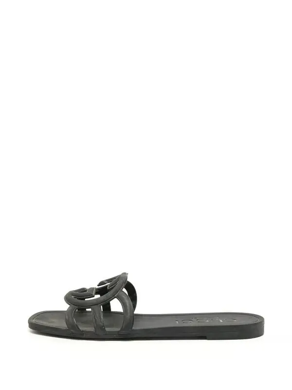 Gucci Interlocking G Flat Slides - Black