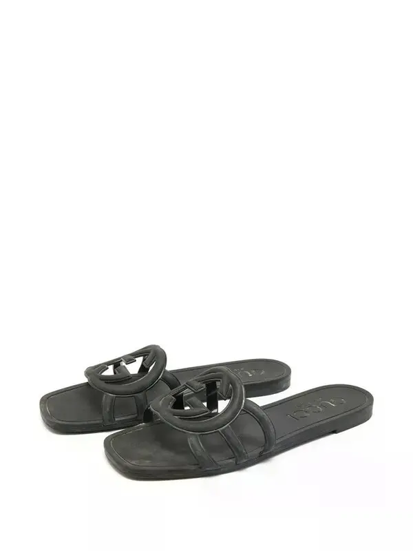 Gucci Interlocking G Flat Slides - Black