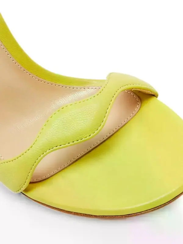 GIANVITO ROSSI Leather Wavy Ankle-tie Stiletto Sandals - Green