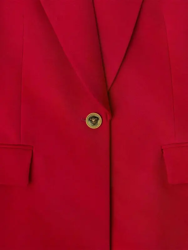 Versace Wool Grain De Poudre Blazer With Medusa Button
