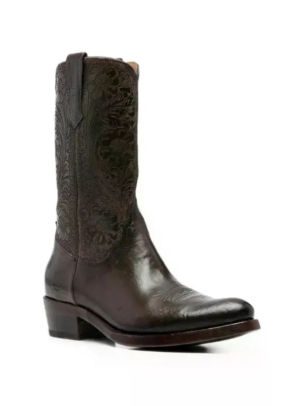ERALDO Floral-embossed Leather Boots