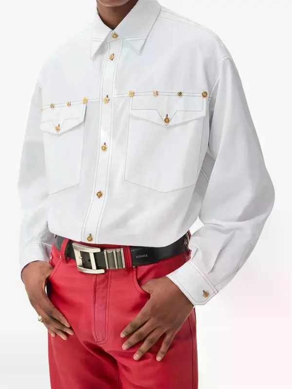 Versace Embroidered-detail Cotton-poplin Shirt