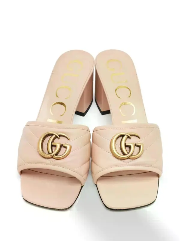 Gucci Gg Marmont Quilted Leather Block Heel Sandals
