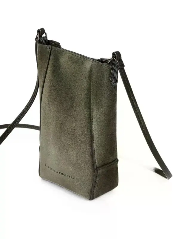 Brunello Cucinelli Duo Phone Holder In Suede With Monili