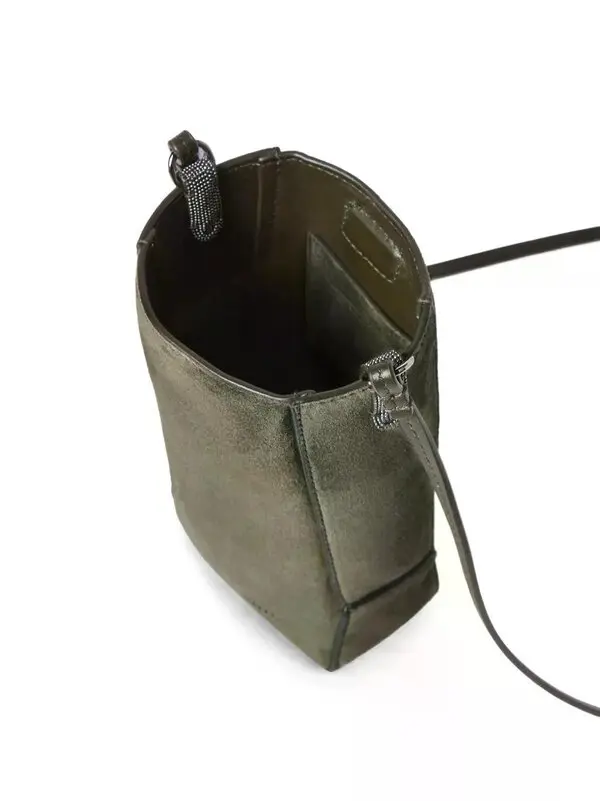 Brunello Cucinelli Duo Phone Holder In Suede With Monili - Green