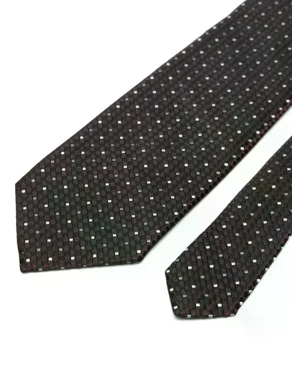 TOM FORD Geometric Pattern Silk Neck Tie - Black