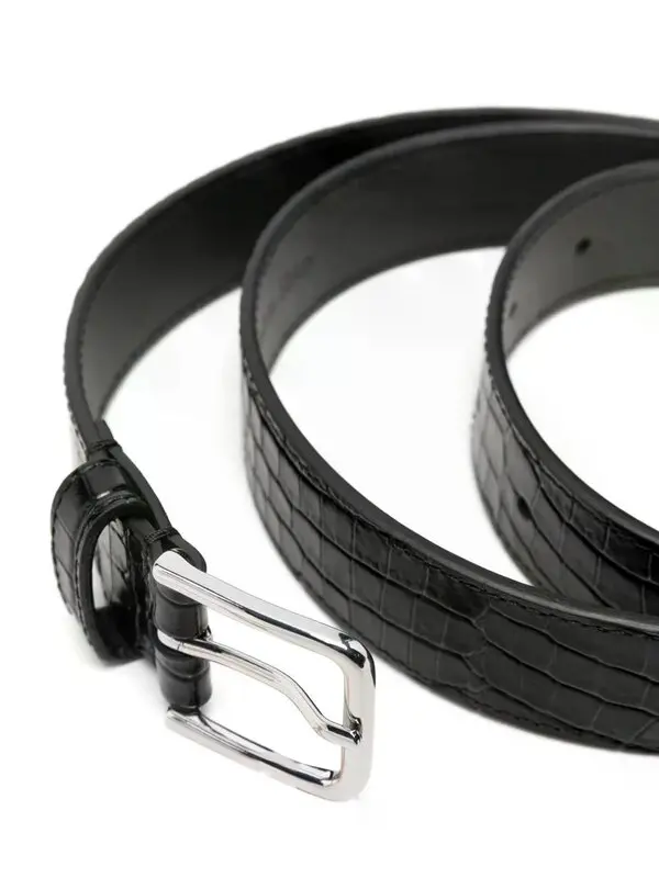 THE FRANKIE SHOP Croc-effect Leather Belt