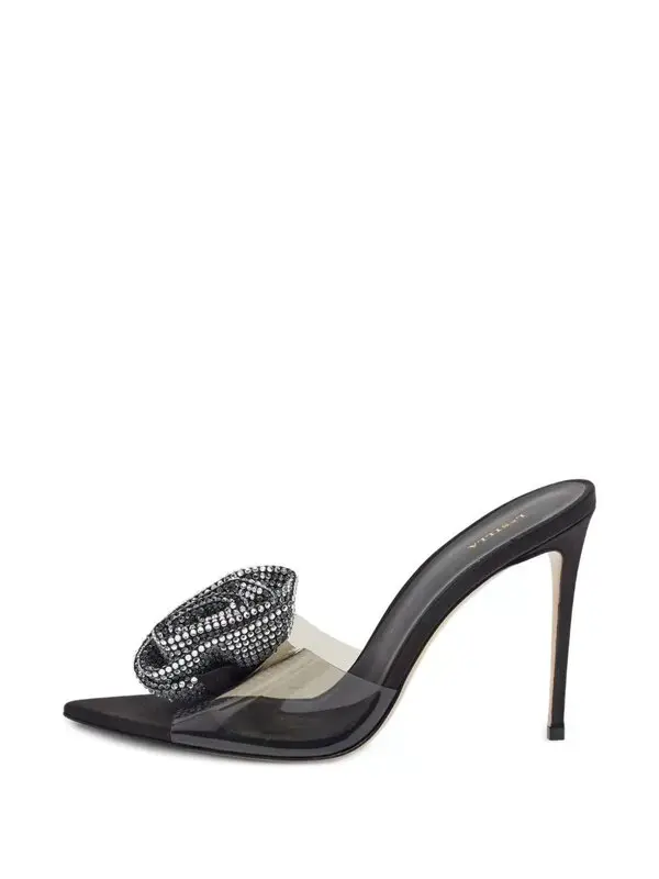 LE SILLA Crystal Embellished Rose Appliqué Stiletto Sandals