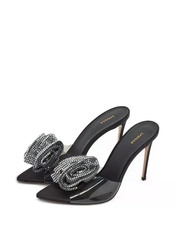 LE SILLA Crystal Embellished Rose Appliqué Stiletto Sandals
