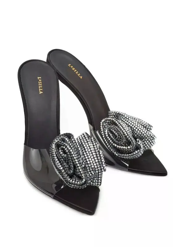 LE SILLA Crystal Embellished Rose Appliqué Stiletto Sandals