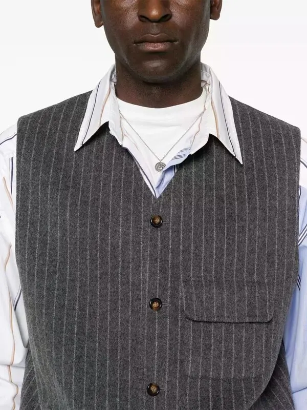 Drole De Monsieur Pinstripe-pattern Sleeveless Vest