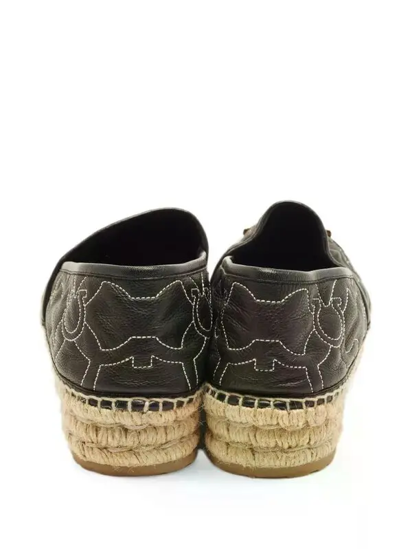 FERRAGAMO Leather Gancini Hardware Vara Bow Espadrille Flats