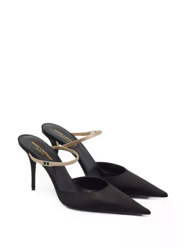 Saint Laurent Satin Pointed-toe Slingback Mules