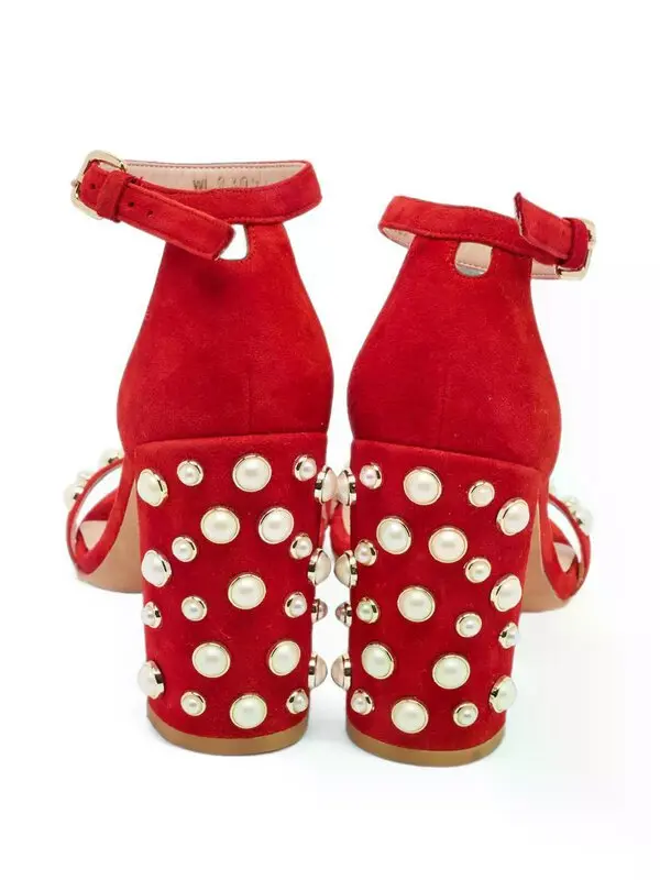 STUART WEITZMAN Pearl-embellished Block-heel Sandals