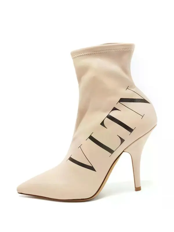 Valentino Garavani Vltn Logo Stiletto Ankle Boots - Neutrals