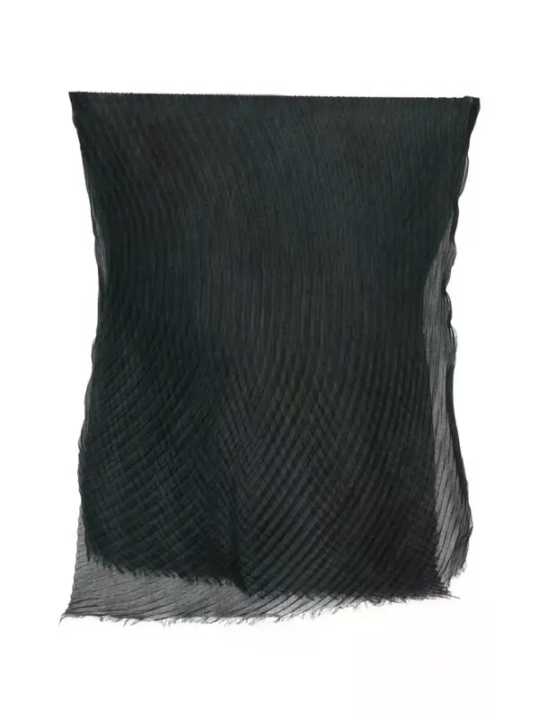 Issey Miyake Pleated Frayed Scarf - Black