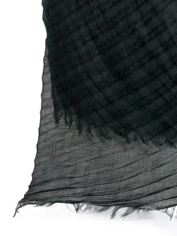 Issey Miyake Pleated Frayed Scarf - Black