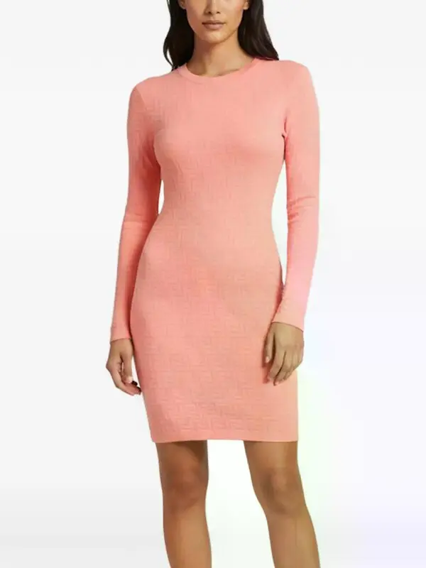 Fendi Zucca-jacquard Long-sleeved Mini Dress