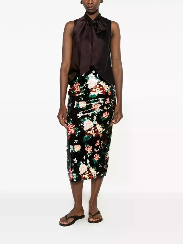 FORTE_FORTE Sequin Embellished Floral Motif Midi Skirt