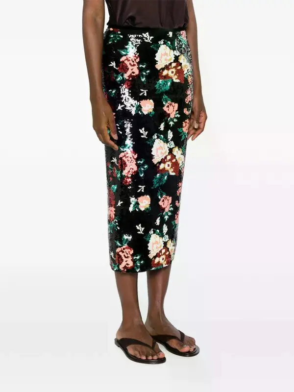 FORTE_FORTE Sequin Embellished Floral Motif Midi Skirt