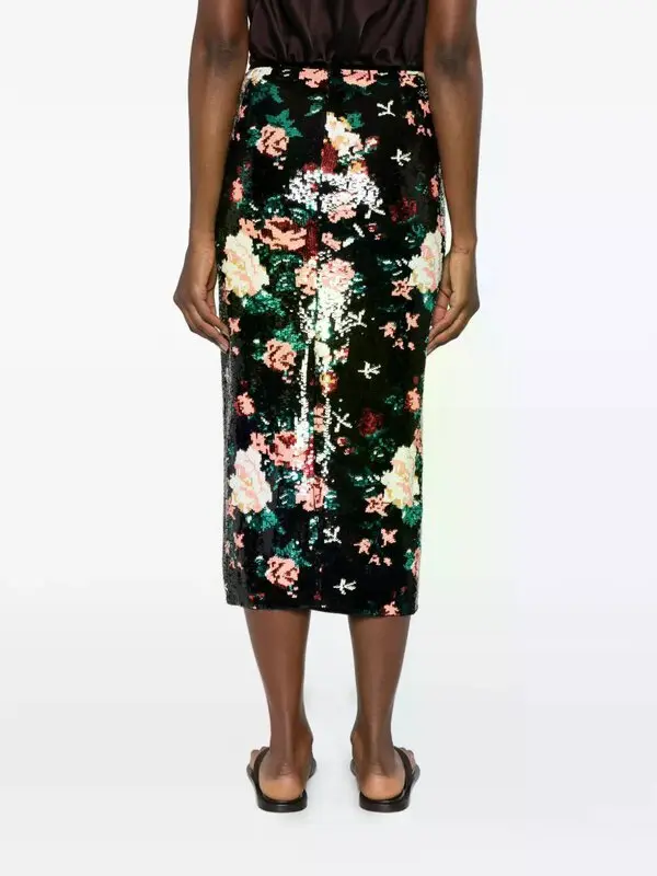 FORTE_FORTE Sequin Embellished Floral Motif Midi Skirt