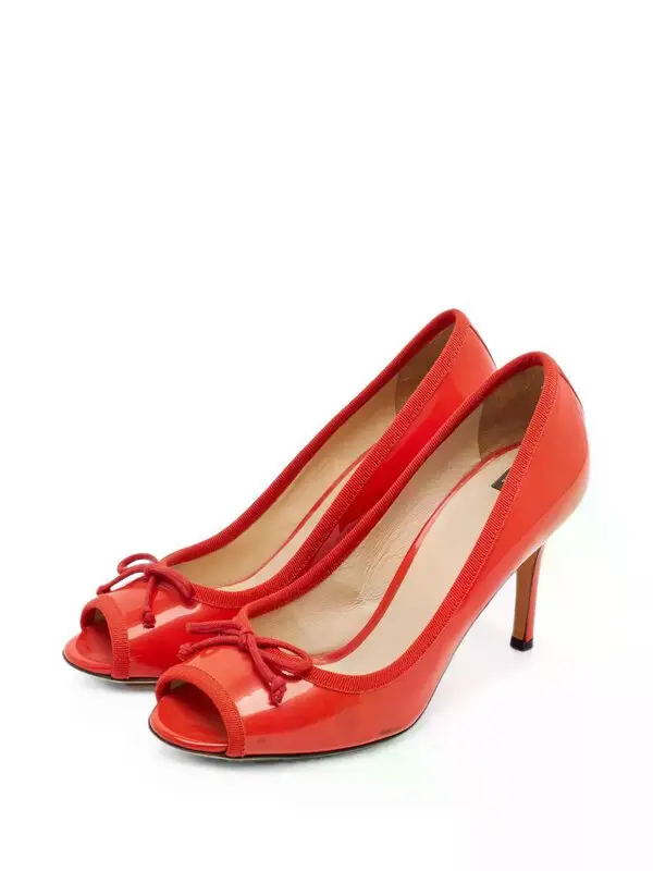 Dolce & Gabbana Patent Leather Bow Detail Peep-toe Stiletto Pumps