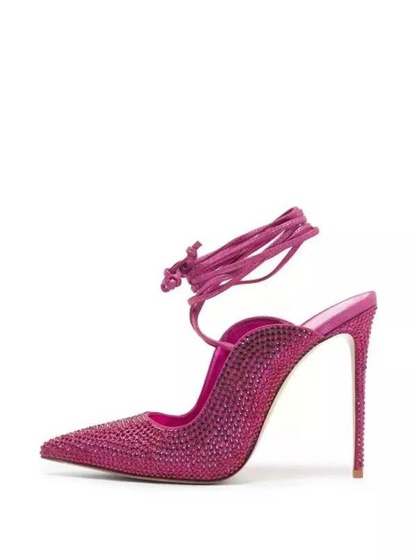 LE SILLA Crystal-embellished Pointed Toe Pumps - Pink