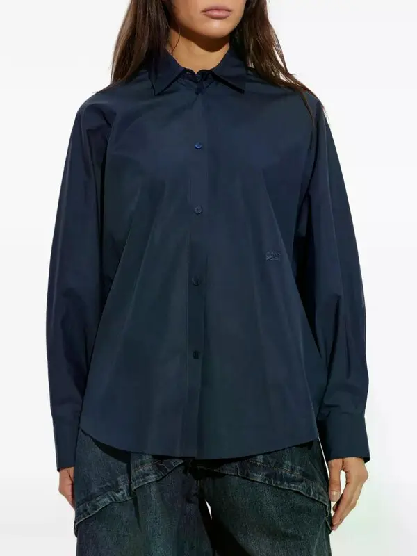 Loewe Cotton Shirt With Batwing Sleeves - Blue