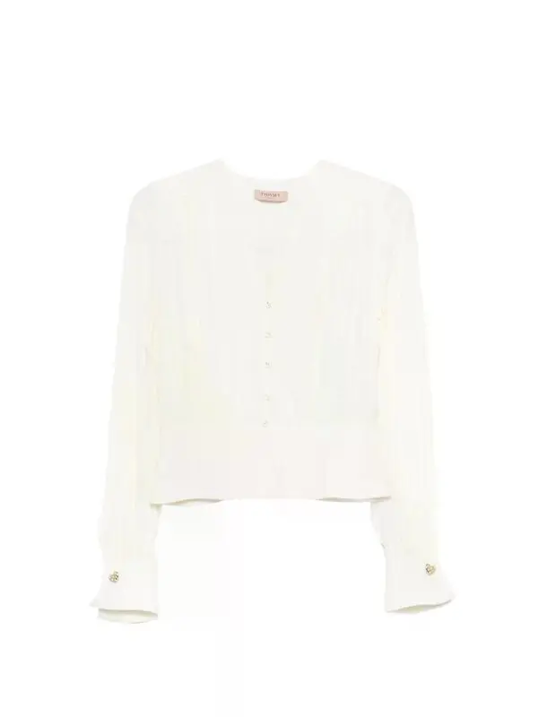 TWINSET Pleated Peplum Waist Shirt - White