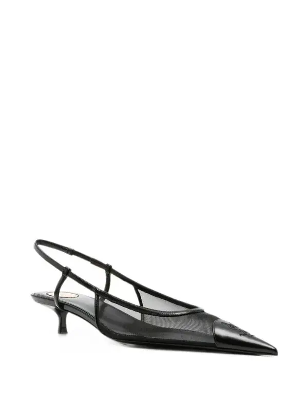 Saint Laurent Mesh-panelled Pointed-toe Slingback Pumps