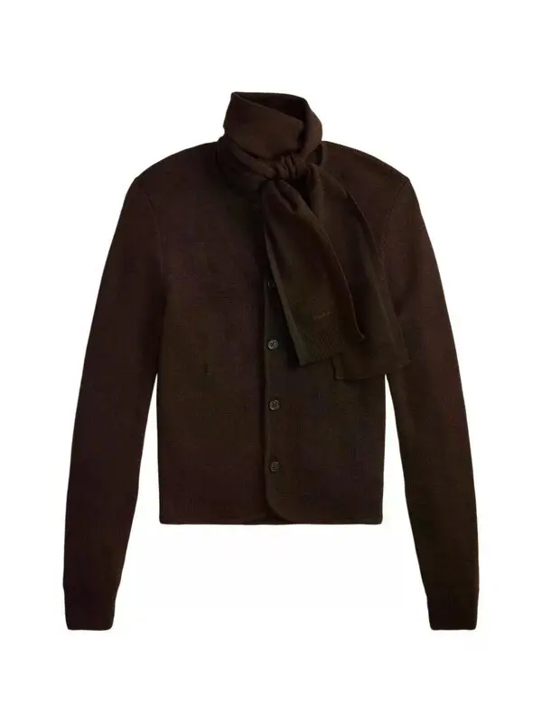 Polo Ralph Lauren Tie-scarf Wool Cardigan - Brown