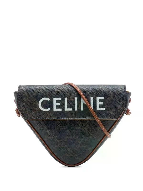 Celine 2021 Triomphe Coated Canvas Logo Triangle Crossbody Bag - Brown