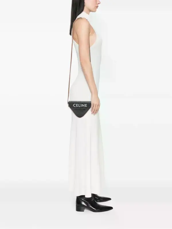 Celine 2021 Triomphe Coated Canvas Logo Triangle Crossbody Bag