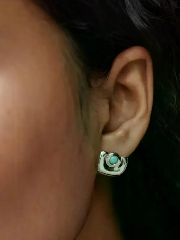 Monica Vinader Asymmetric Design Earrings With Turquoise Accent - Silver