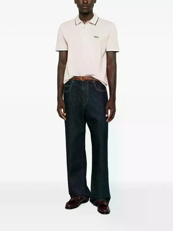 BOSS Logo-embroidered Tipped Polo Shirt