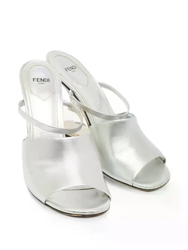 Fendi Metallic Leather Sculptural Heel Wedge Sandals