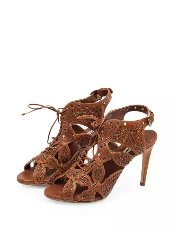 Miu Miu Studded Lace-up Sandals