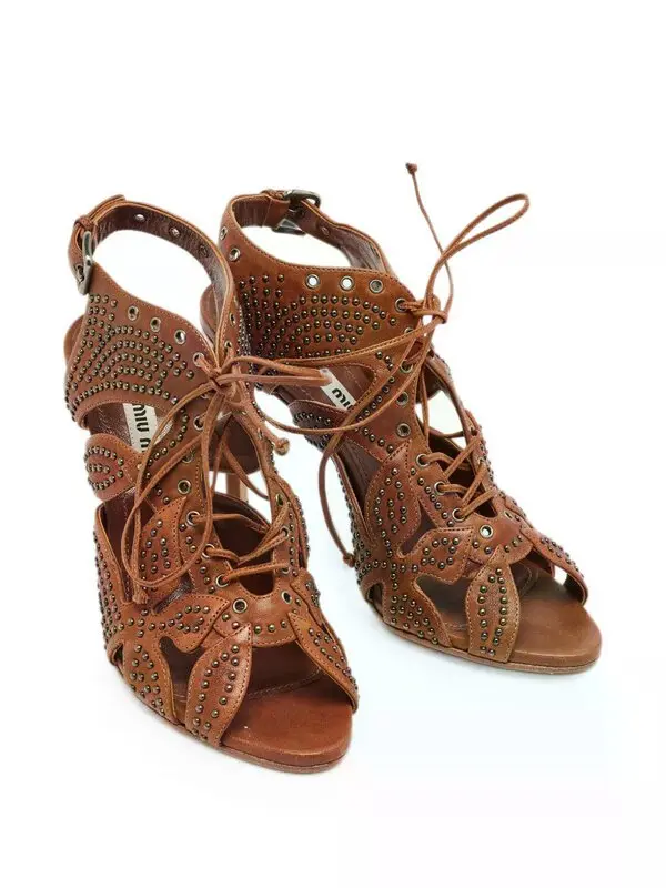 Miu Miu Studded Lace-up Sandals