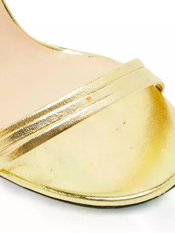 Gucci Tone Leather Crystal-embellished Double G Buckle Stiletto Sandals