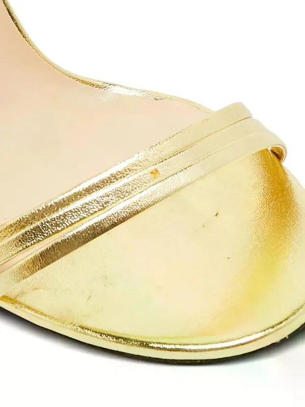 Gucci Tone Leather Crystal-embellished Double G Buckle Stiletto Sandals